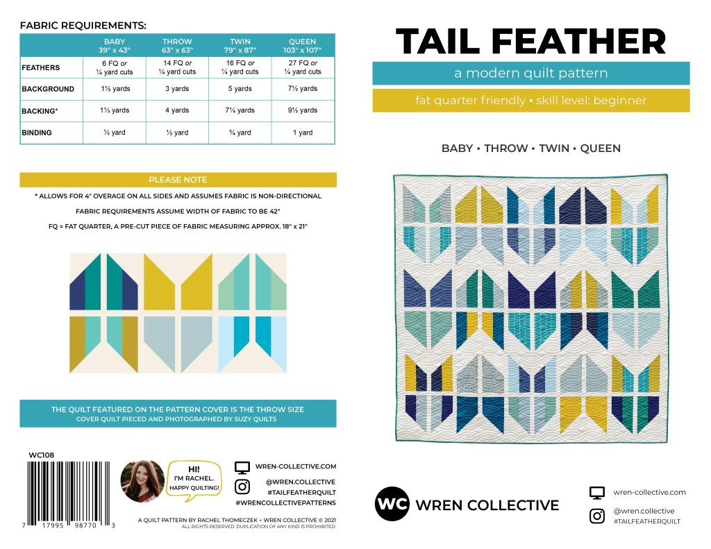 Tail Feather Quilt Pattern|Paper Copy – Lamb and Loom Fabrics